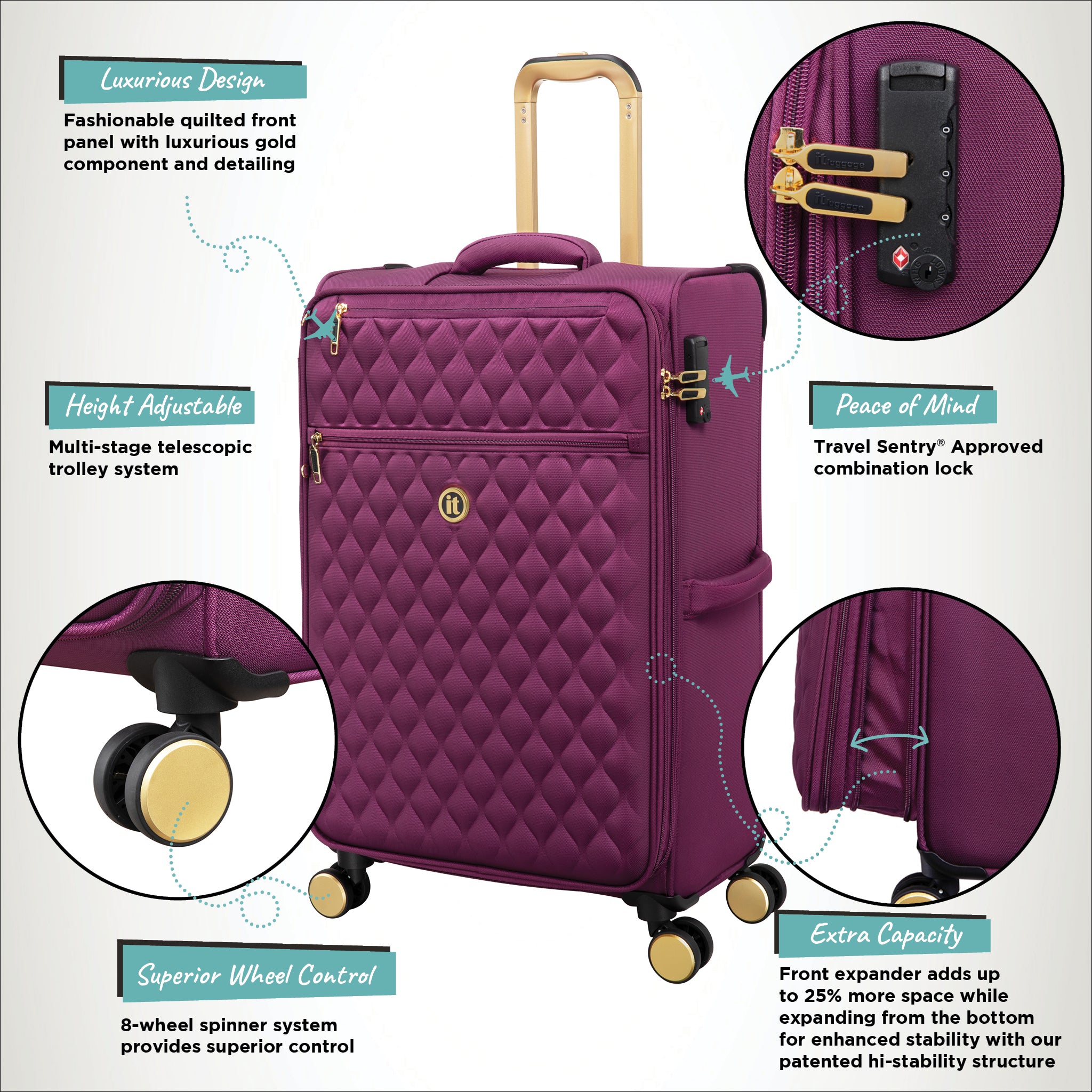 it Luggage | Glimmering - 3pc Set (Amaranth)
