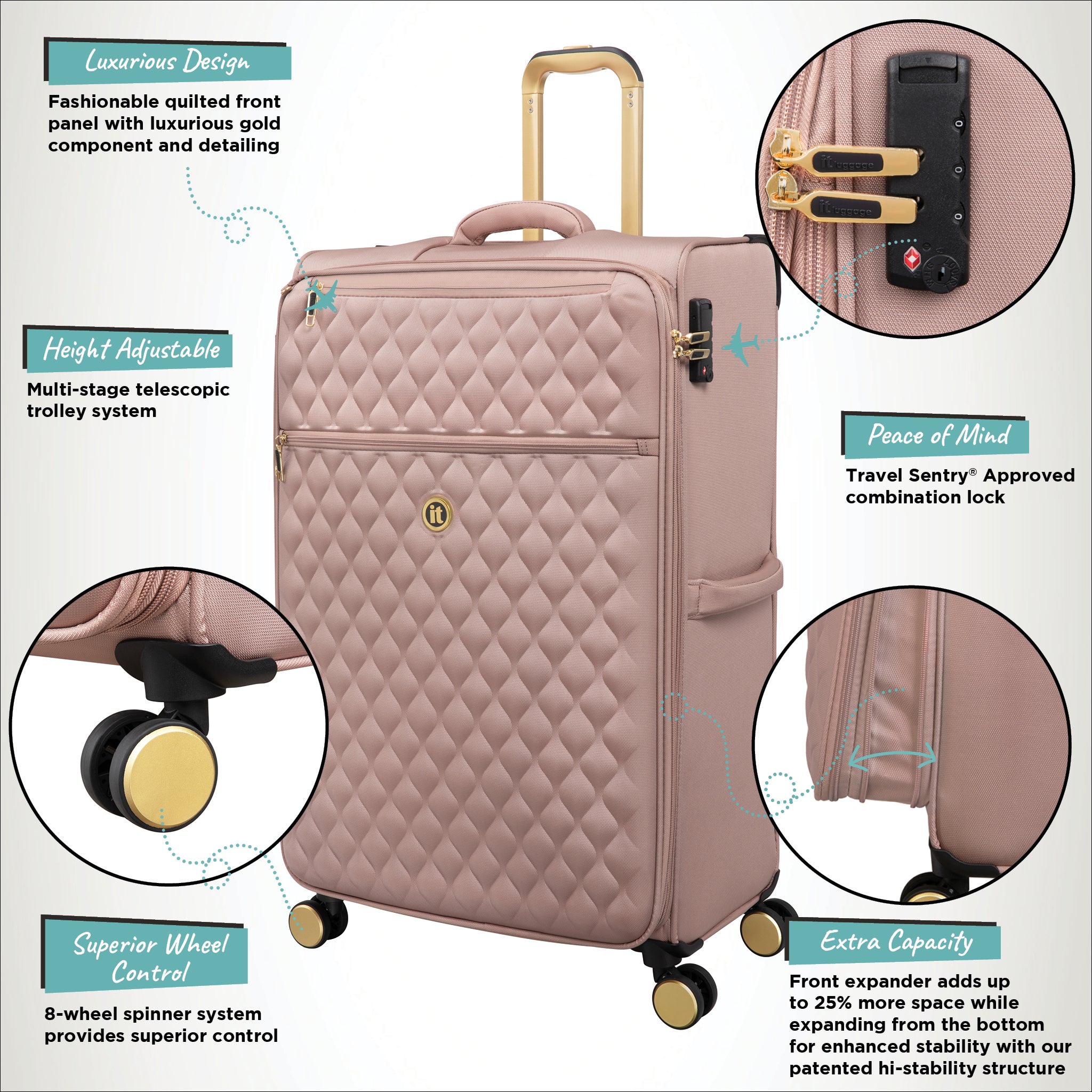 it Luggage | Glimmering - Large (Mink Gold)