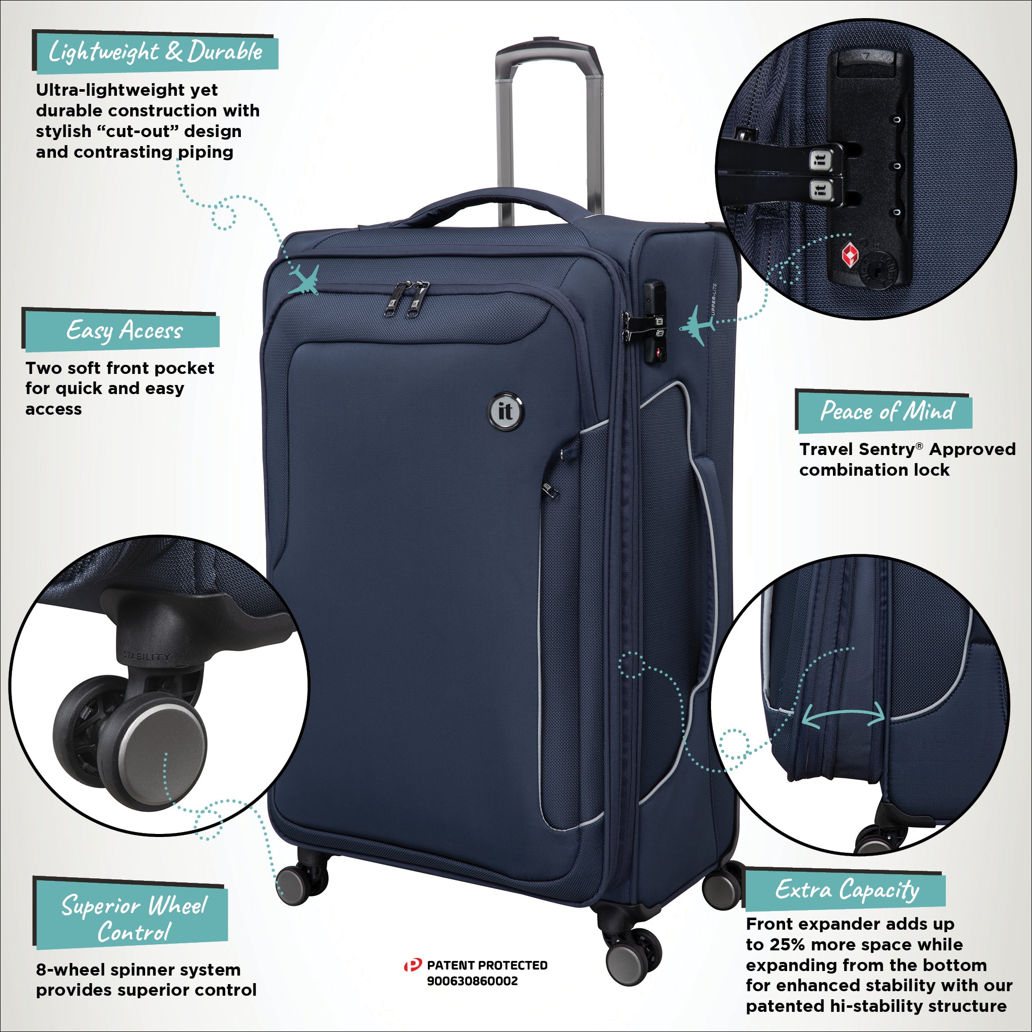 it Luggage | Teleported - Large in Navy Berry